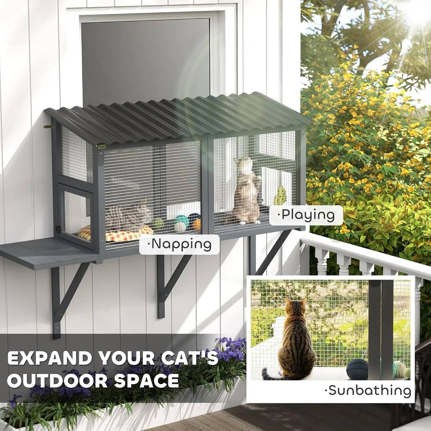 Wholesales Window Catio - All Weather Wooden Cat Enclosure