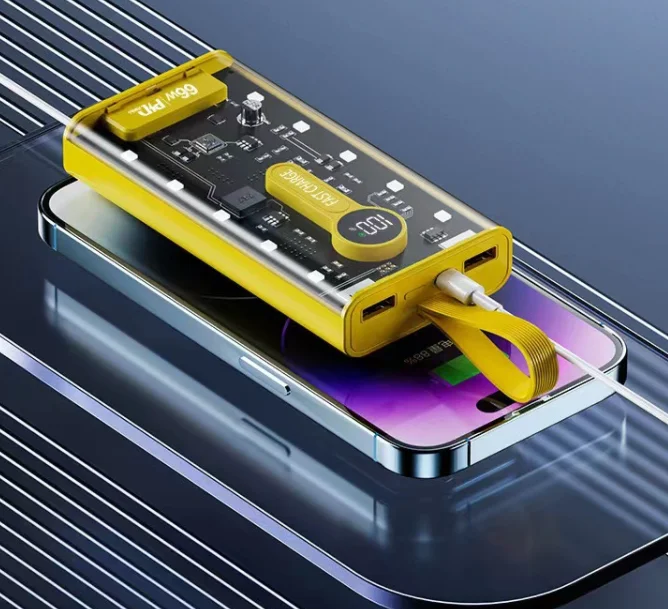 Built In Cable Fast Charge 10000mah 66w Pd 20w Transparent Mobile Phone ...