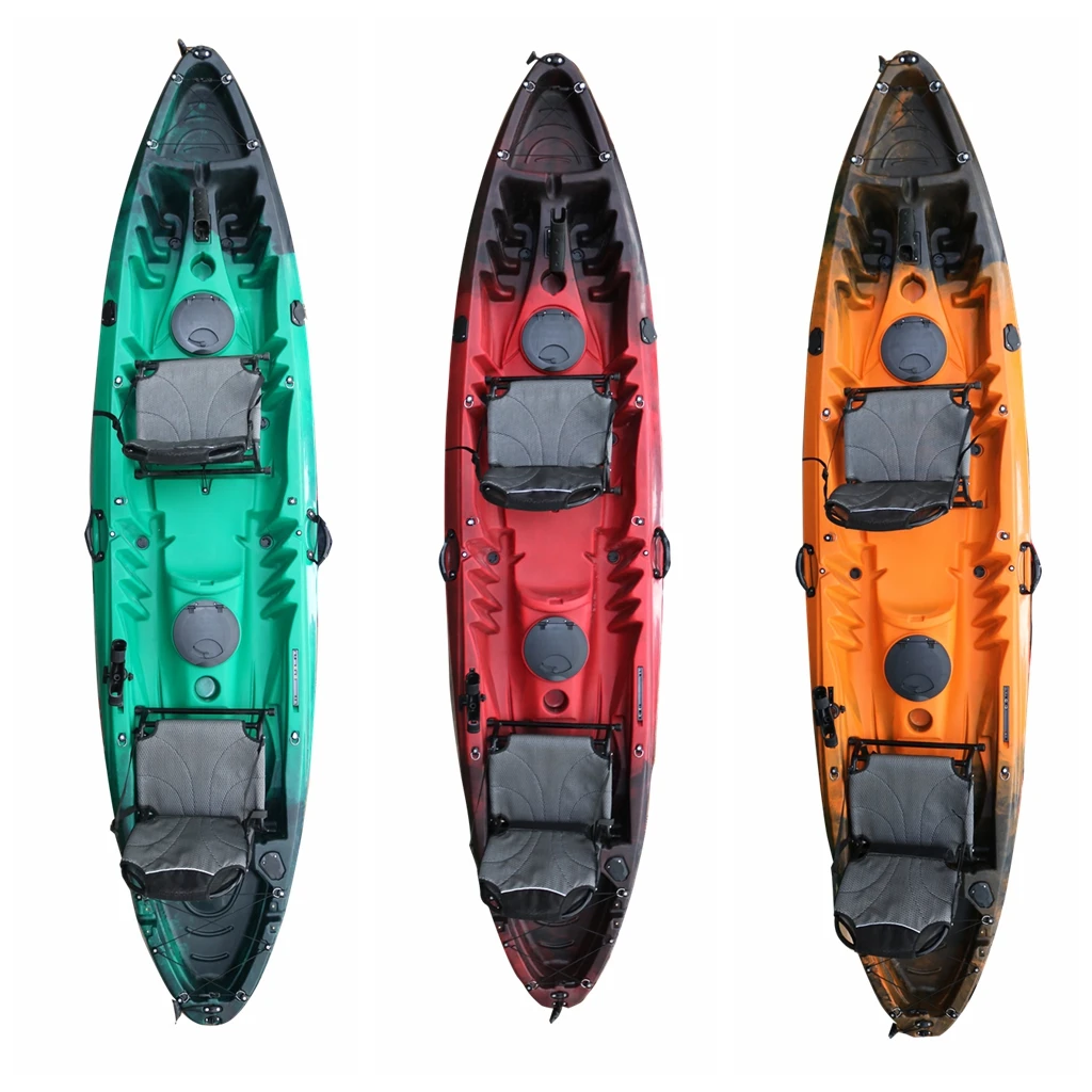 3-Person Plastic Fishing Kayak for Outdoor Touring Sit on Top Canoe Use ...