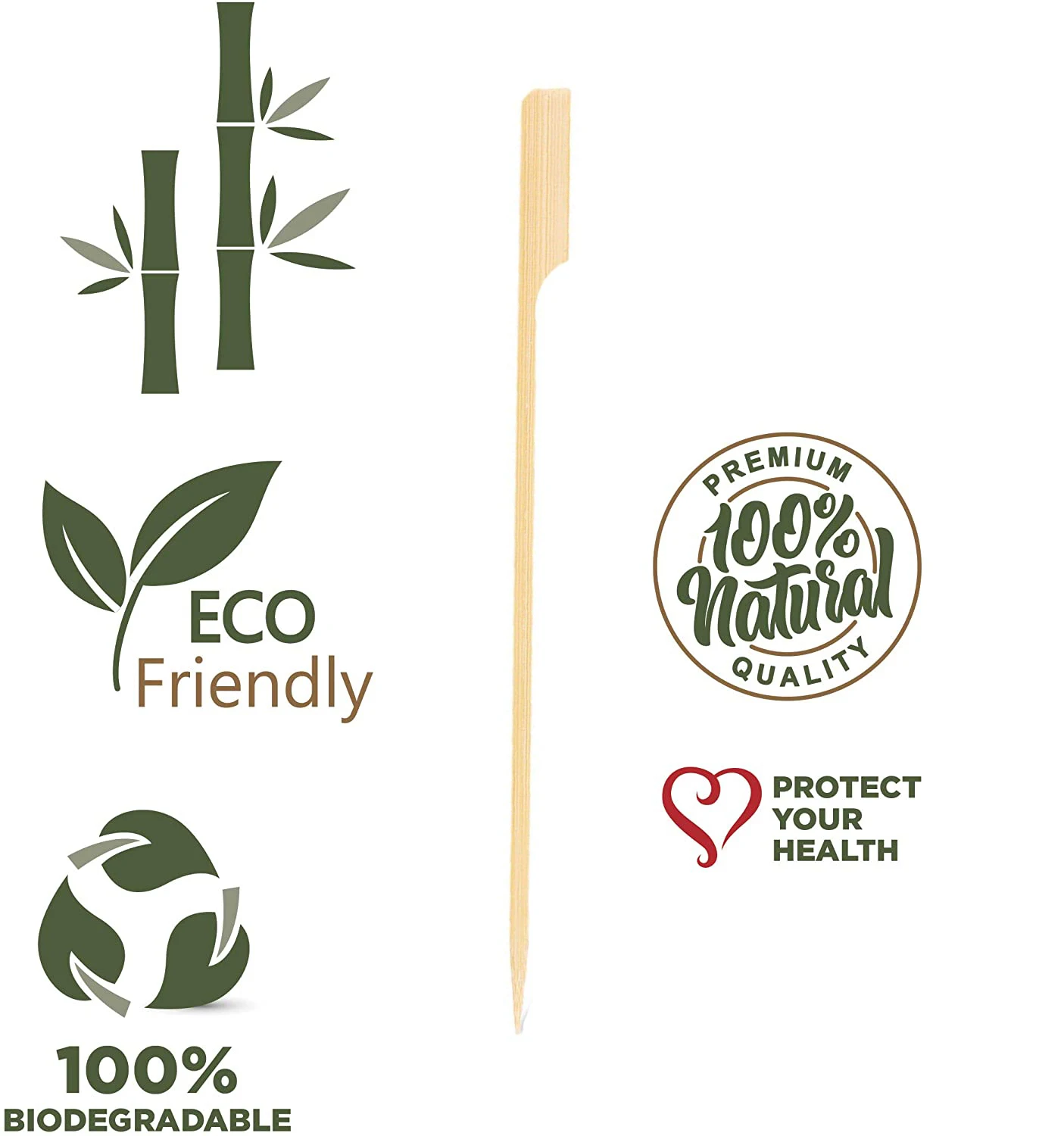 Eco-friendly Bamboo Paddle Teppo Picks Square Bbq Skewers With Custom ...