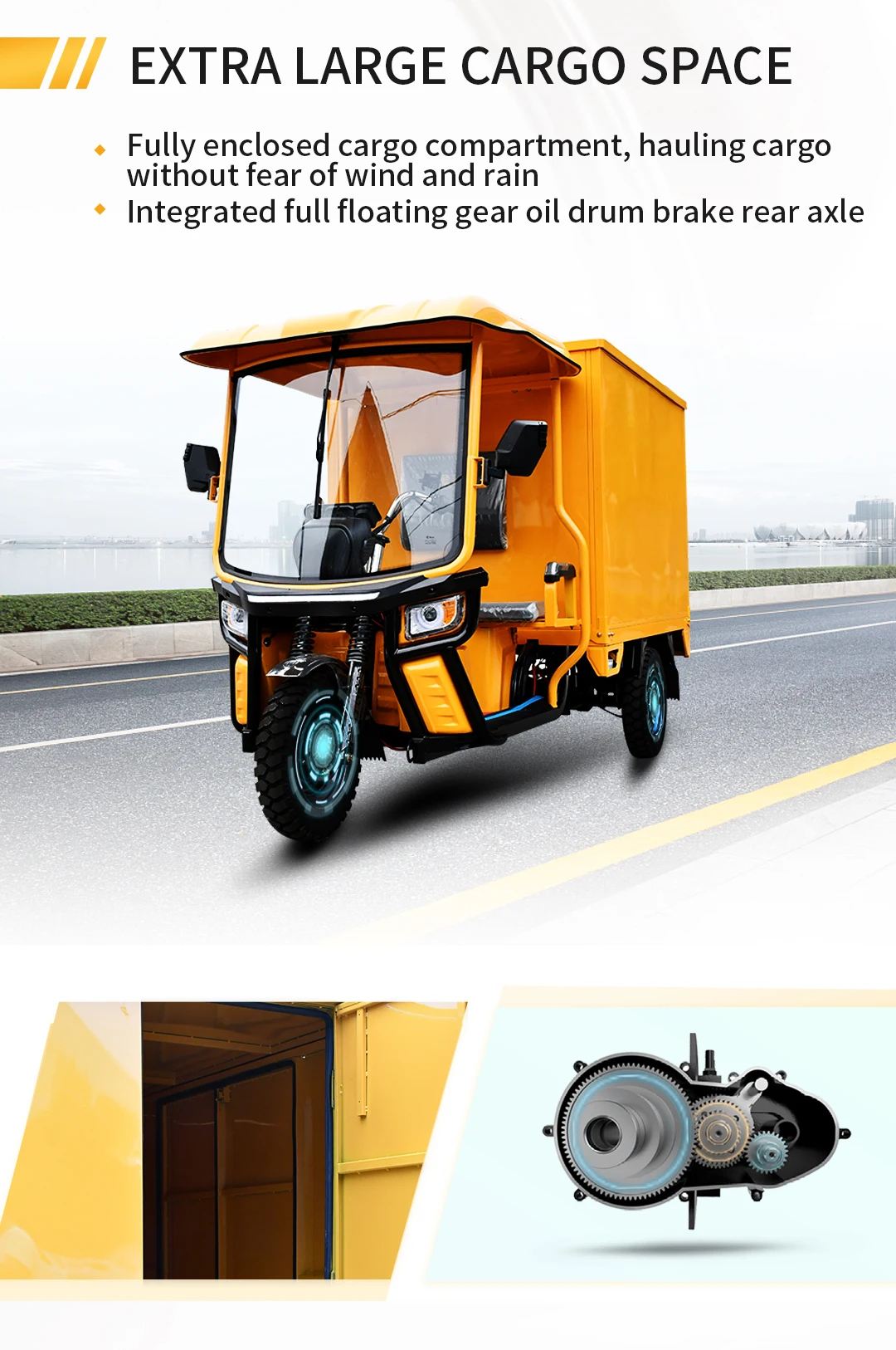 Express Electric Tricycle with Enclosed Container Other Cargo Electric ...
