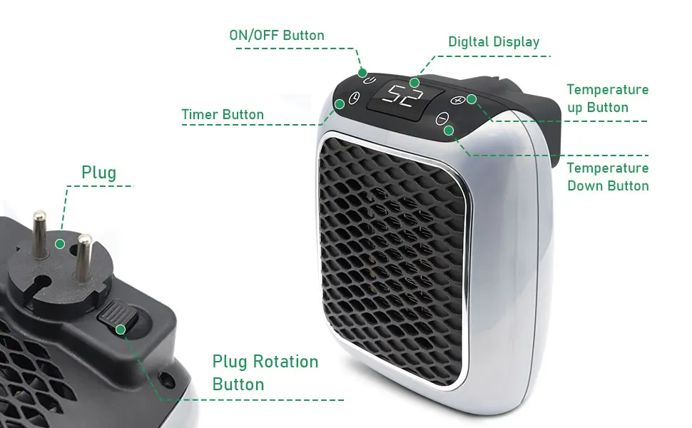 Wholesale Mini Fan Heater Small Smart Wall Socket Heater Portable ...