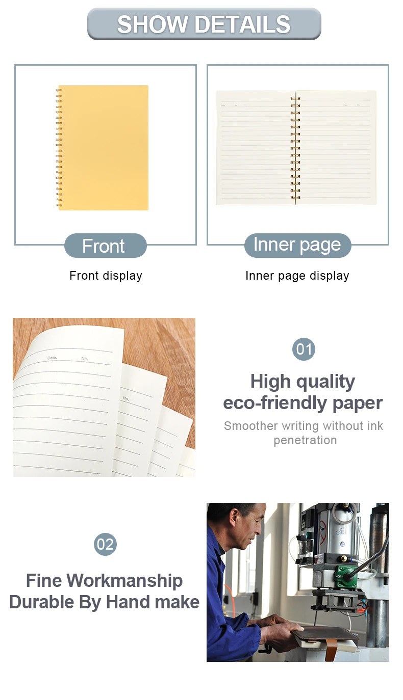 Waterproof Cover Spiral Notebook Custom Exercise Book Dairy Spiral ...