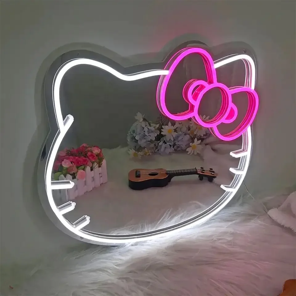 Hello Kitty Led Mirror Neon Custom Irregular Vanity Mirror With Neon ...