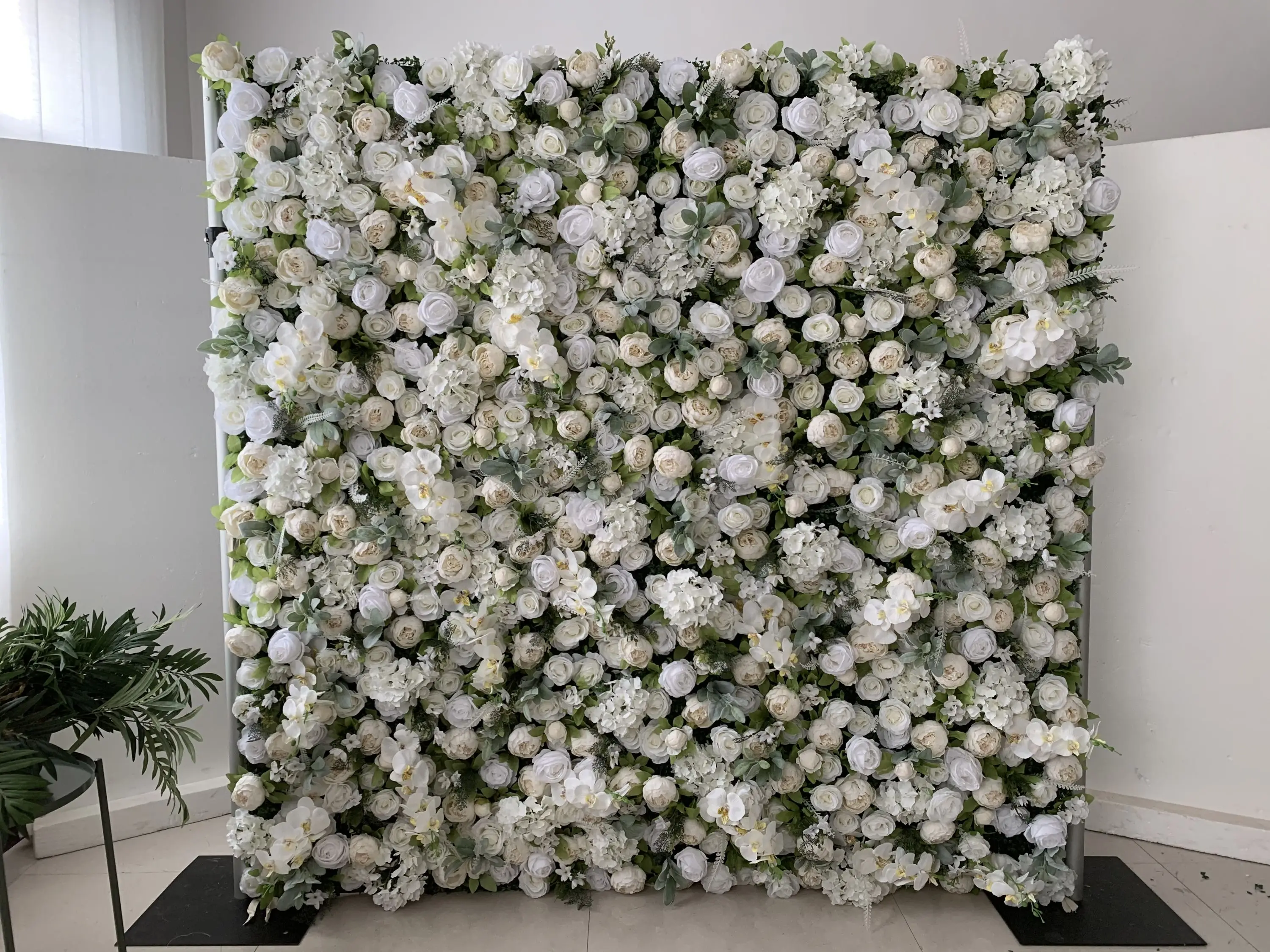Custom Flower Wall 5D 3D White Roll up Cloth Wedding Decor Artificial ...