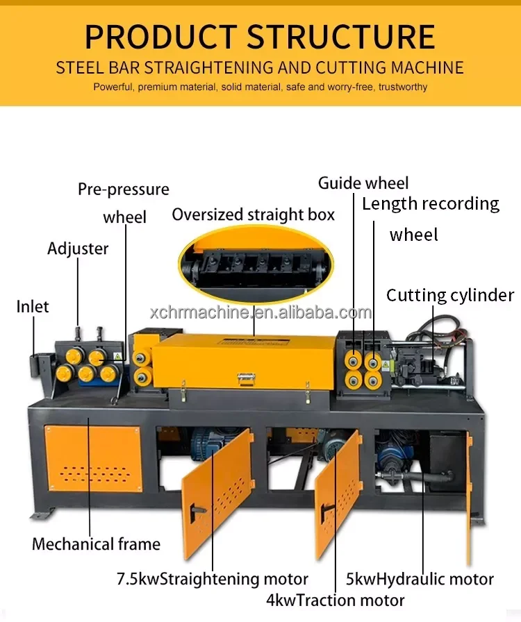 4-16mm Hydraulic Rod Bar Steel Wire Straightening & Cutting Machine