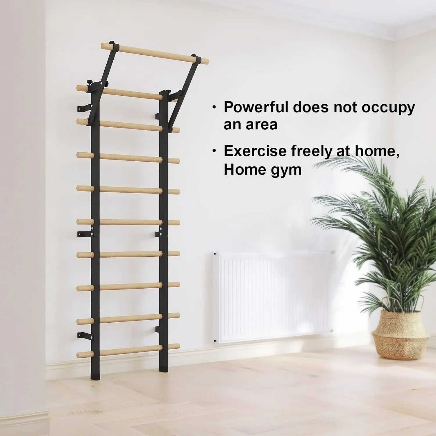 Wood Stall Bar Swedish Ladder Suspension Trainer with 9 Strategic Rods ...