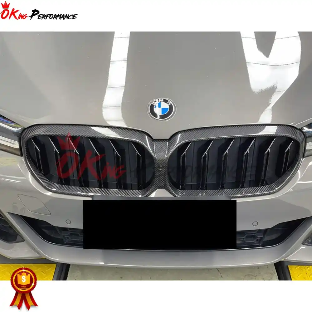 Dry Carbon Fiber Dual Slat Front Bumper Grille For Bmw 5 Series G30 Lci ...