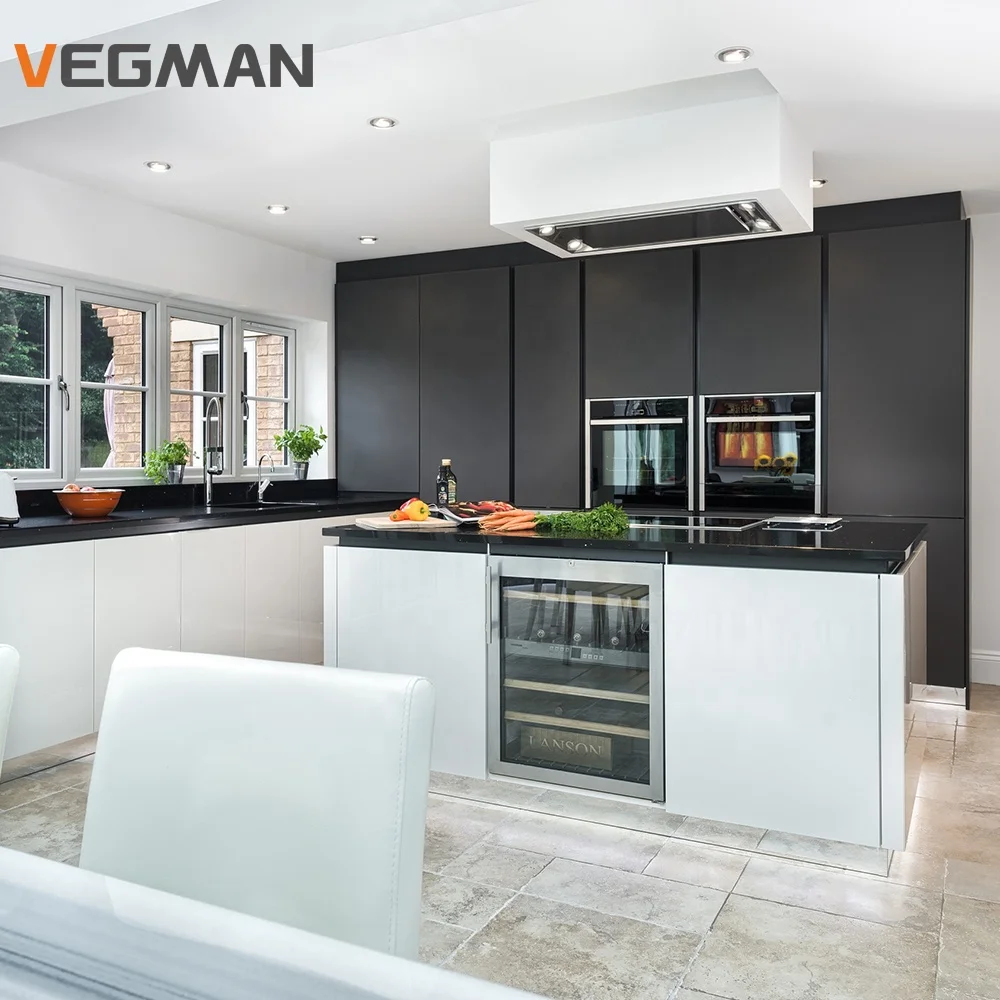 L Shape Villa Kitchen Cabinets Handless Modern Corner Kitchen Pantry ...