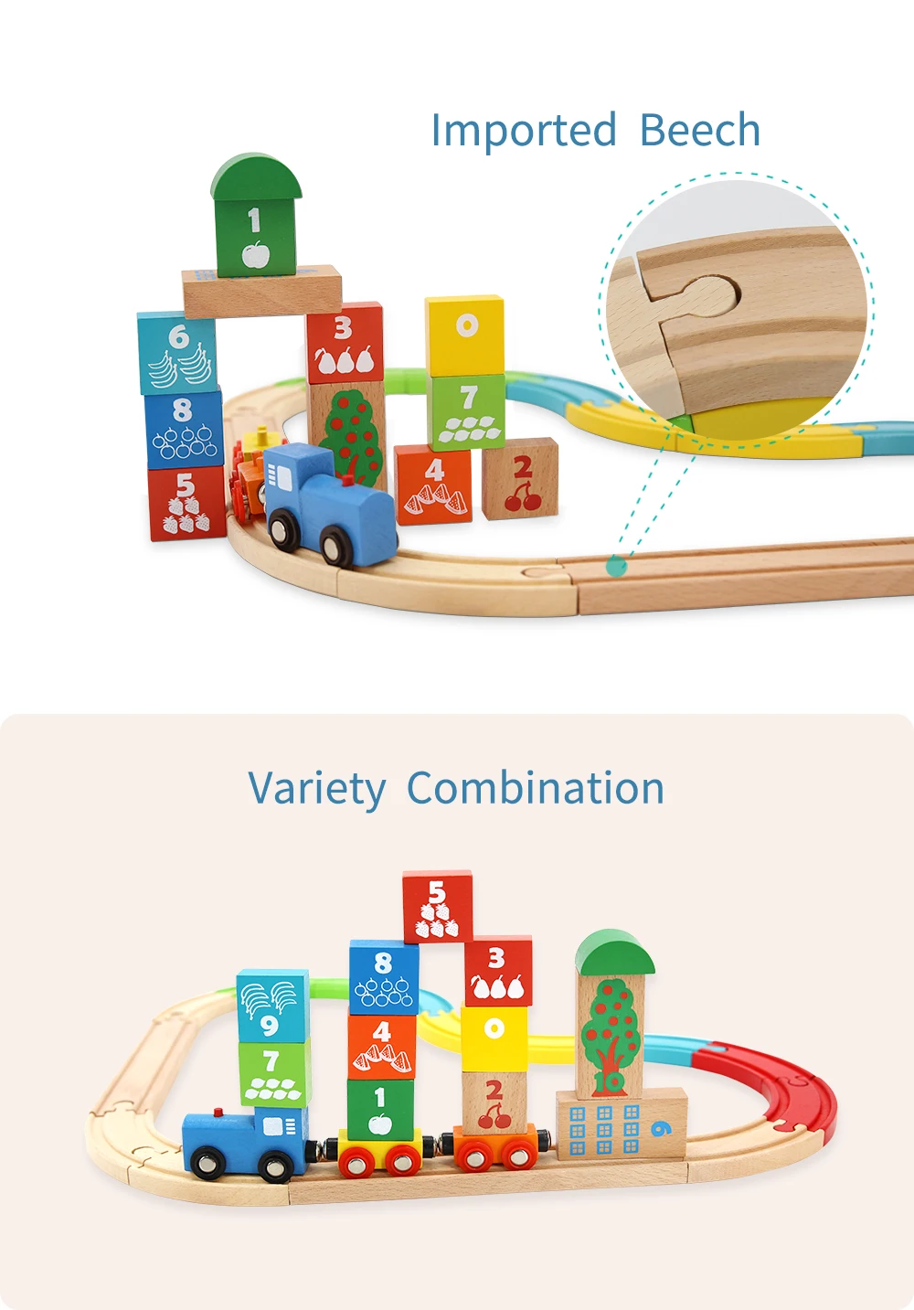 Small Assembled Car Track Wooden Train Train Set Puzzle Toys Building ...