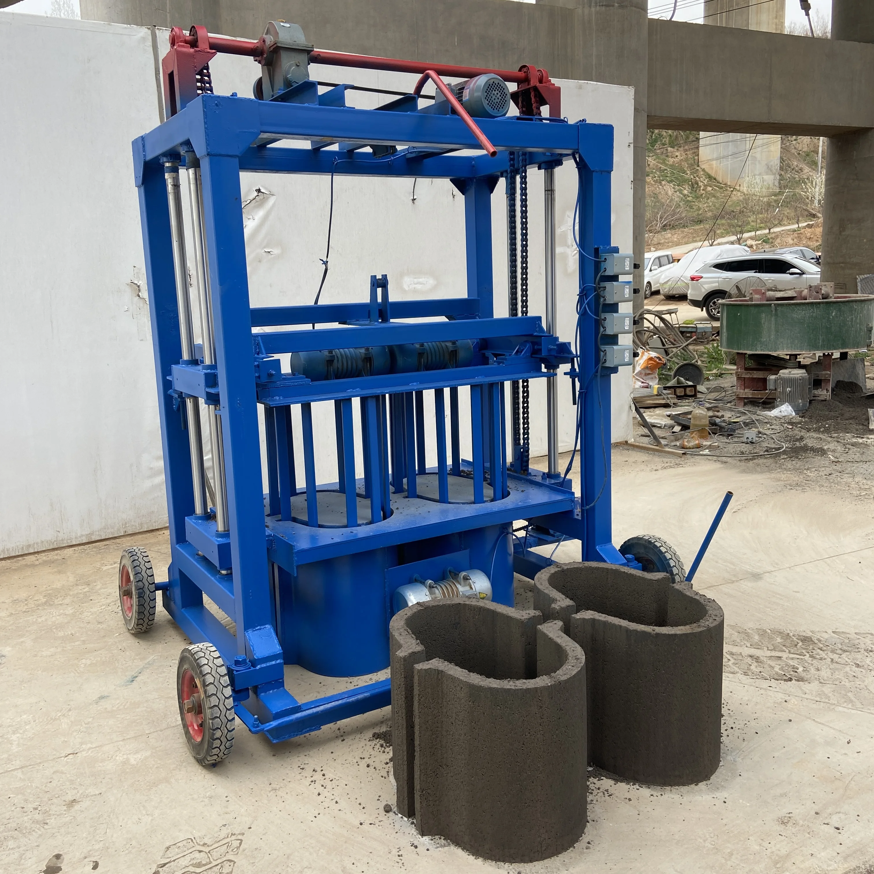 Precast Concrete Block Inspection Manhole Manufacturing Machine Side ...