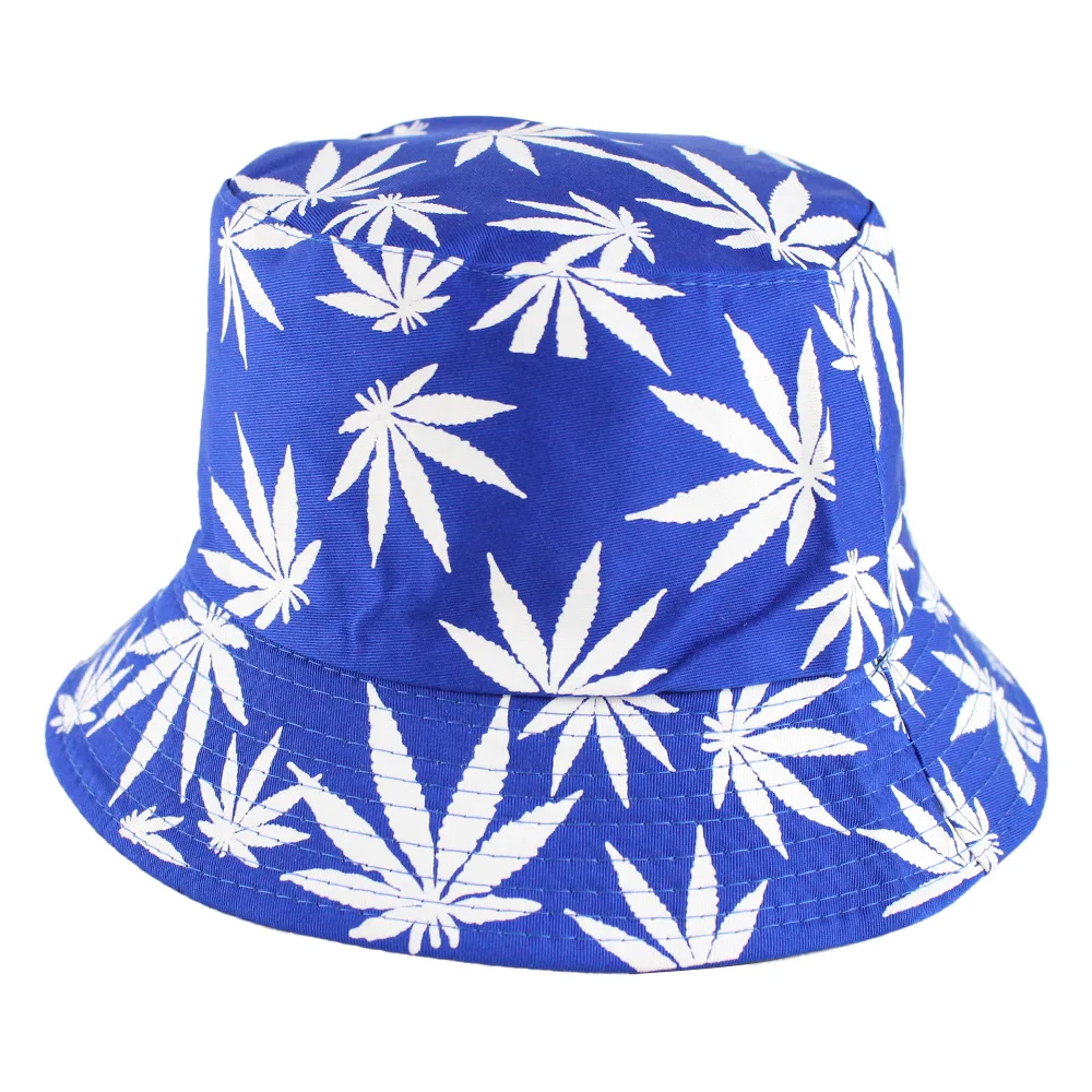 Printing Hemp Leaf Maple Leaf Basin Hat Men And Women Outdoor Hat ...