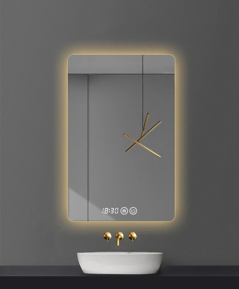 Defogging Illuminated Digital Clock Bluetooth Led Smart Mirror Glass ...