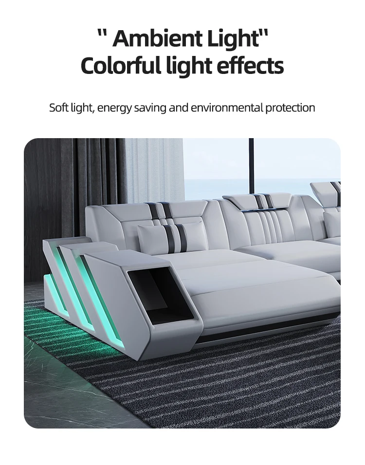 Modern Sectional Futuristic LED Sofa Set for Luxury Living