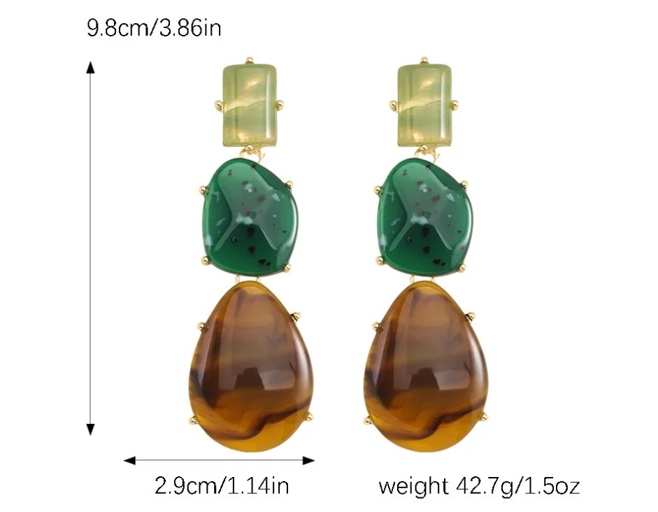 Za Latest Vintage Resin Earrings For Women Irregular Teardrop Long ...