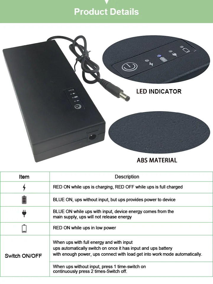 WGP UPS DC 9V 12V 3A Modem Camera 18650 Lithium Ion Online Smart Backup ...