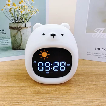 Small Cute Table Desk Digital Clock Day Date Display Travel Alarm Clock ...