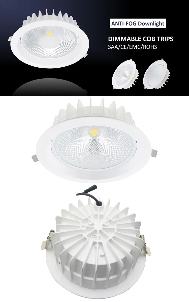 Round Recessed Downlight Anti Glare 10w 12w 15w 20w 30w 40w Commercial ...