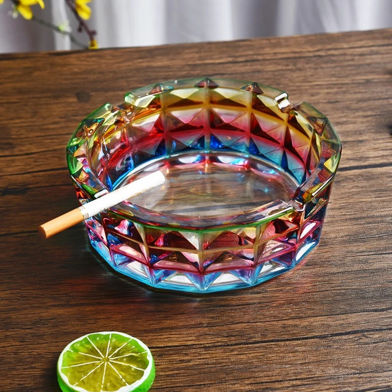 Rainbow-colored Square Murano Glass Ashtray Crystal Cigar Cigarettes ...