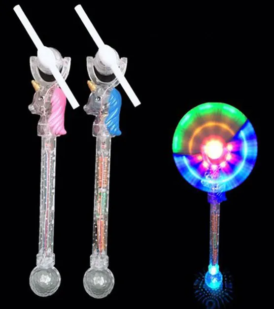New Led Windmill Unicorn Spinner Kids Gifts Party Favor Light Up Wand ...