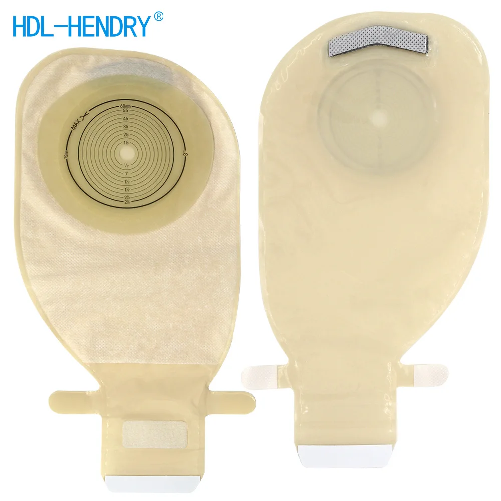 Yellow Color One Piece Colostomy Bag with 75mm Max Cut