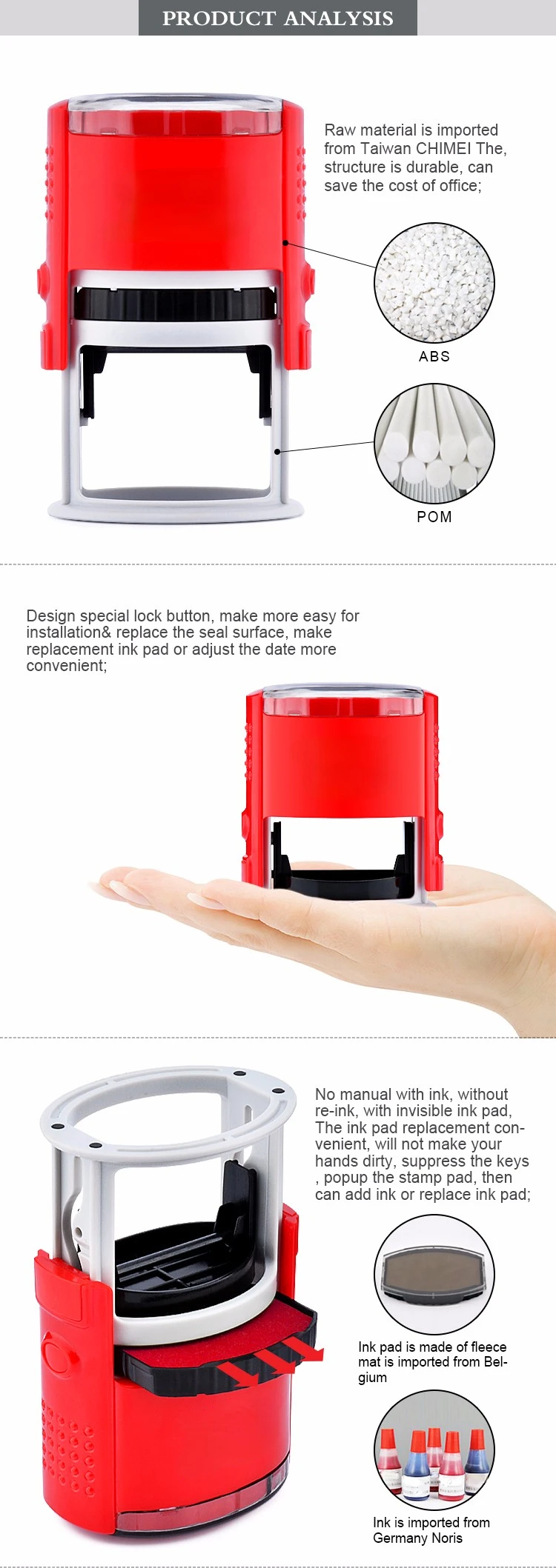 Custom Double Ink Colors Automatic Rubber Dater Personalized Stamp ...