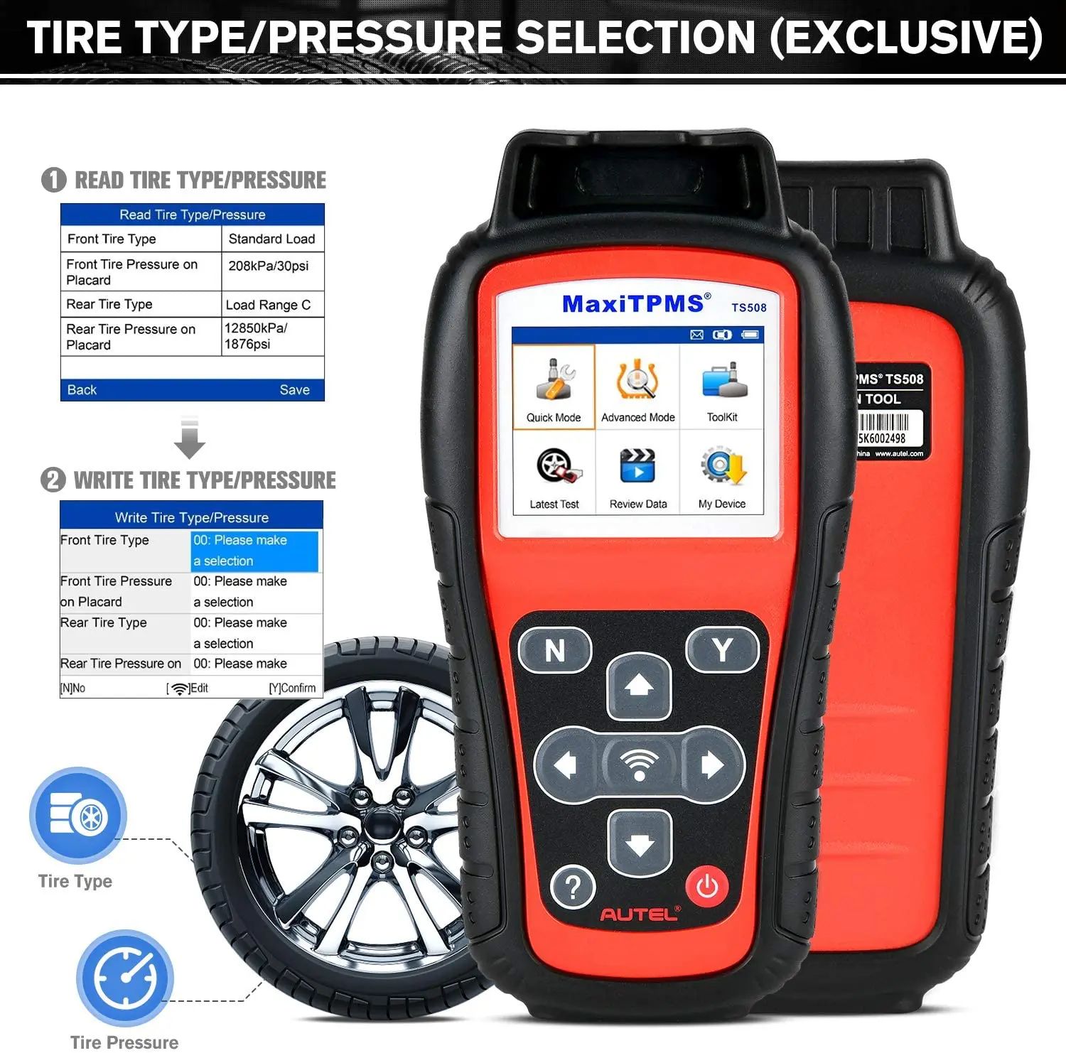 Autel MaxiTPMS TS508 TPMS Tool+MX Sensors TPMS Programing Programmer ...