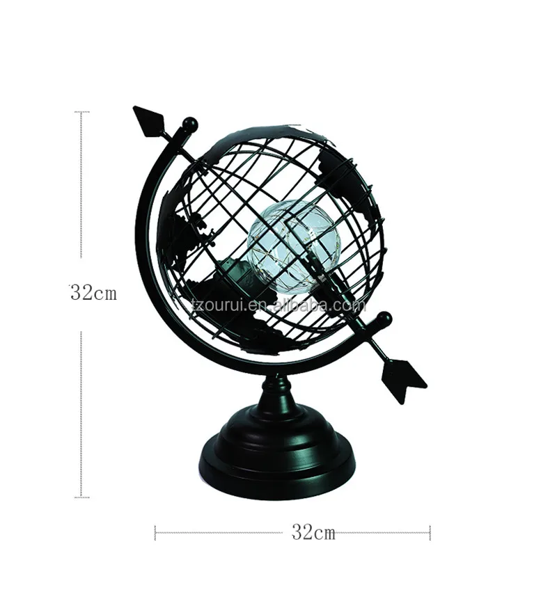 Illuminated Rotating Globe Lamp LED Lighted Desk Globe Earth Metal ...