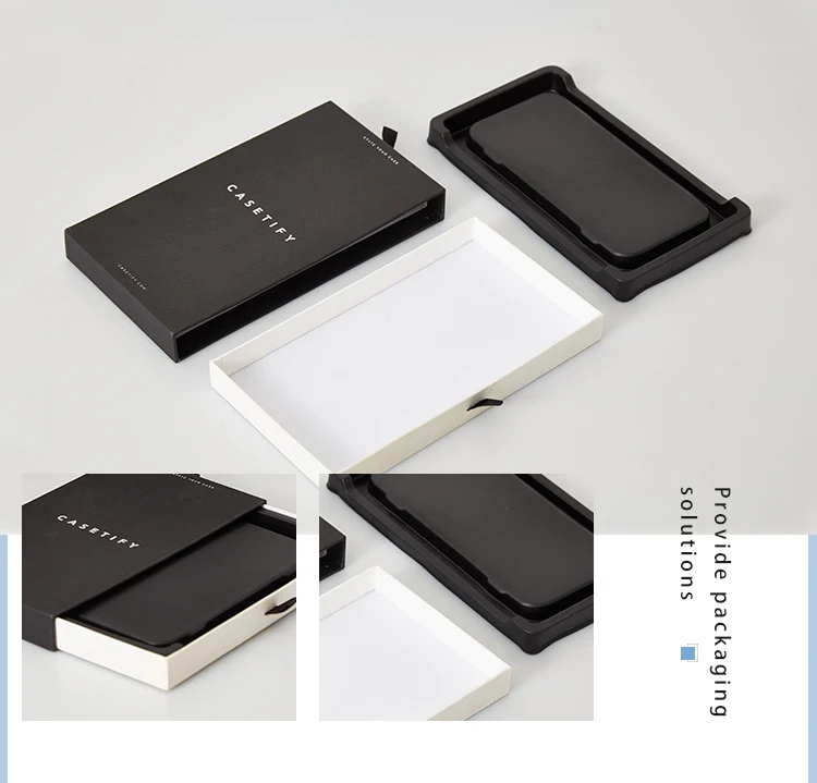 Eco-friendly Black Paper Drawer Boxes for Phone Accessories