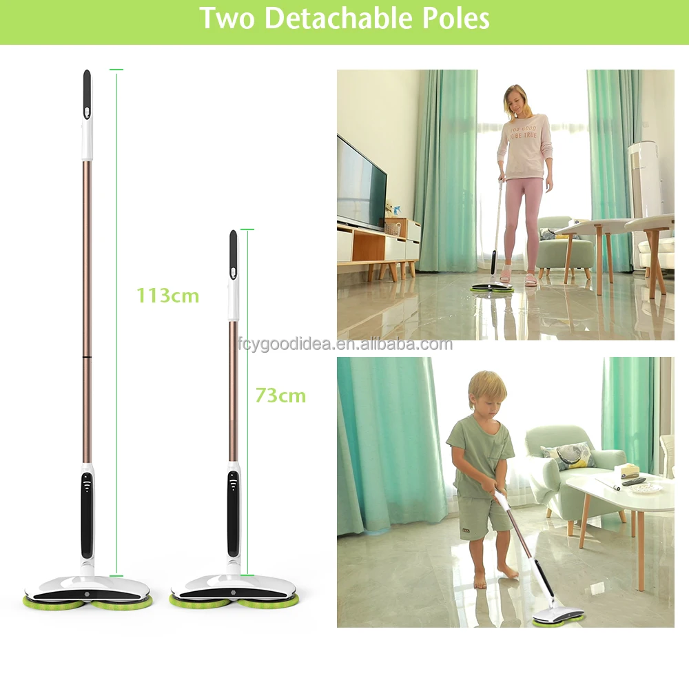 Electric Mop with Motorized Dual Spin Mopheads, Battery Display, LED ...