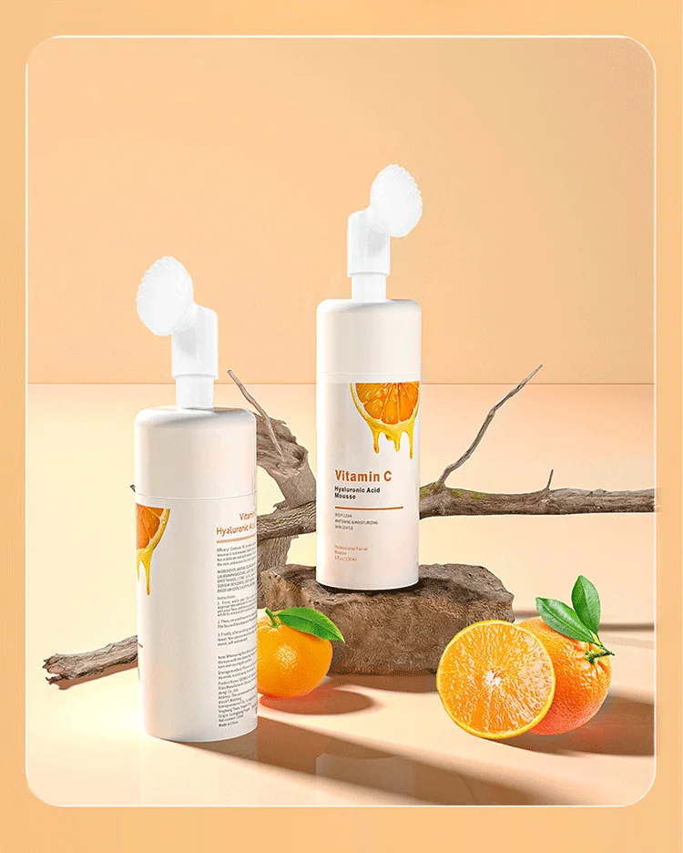 Private Label OEM Amino Acid Hyaluronic Acid Vitamin C Cleansing Foam Mousse Face Wash Makeup ...