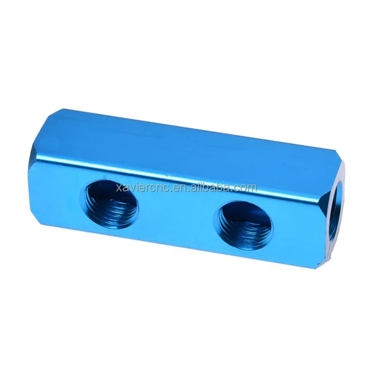 Custom Blue Anodized Aluminum Threaded Quick Connect Air Hose Manifold ...