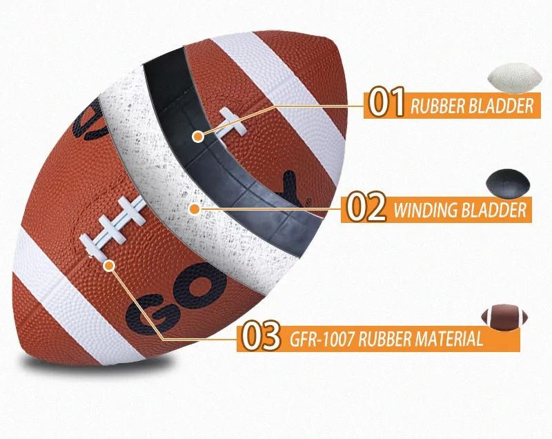 Custom F3 F6 F9 Rubber American Footballs - Fun & Training