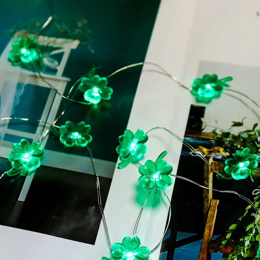St. Patrick's Day Lucky Shamrock Clover String Light 10 Ft 40 Leds ...