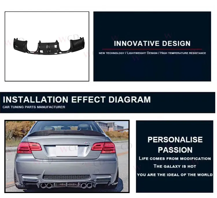 Carbon Fiber Rear Diffuser for BMW 3 Series E92 M3 Coupe E93 M3 2009 ...