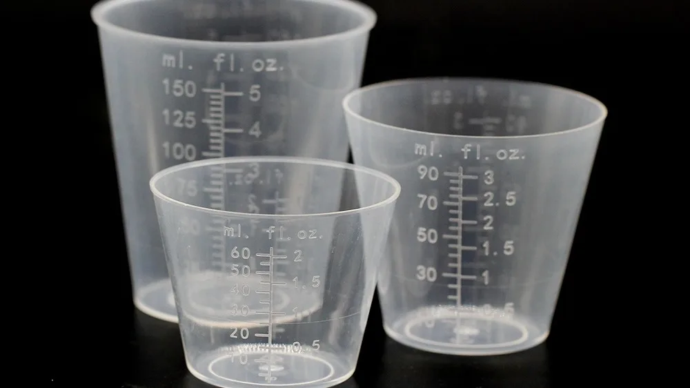 3oz 90ml Disposable Plastic Clear Measuring Cups Liquid Container Epoxy ...