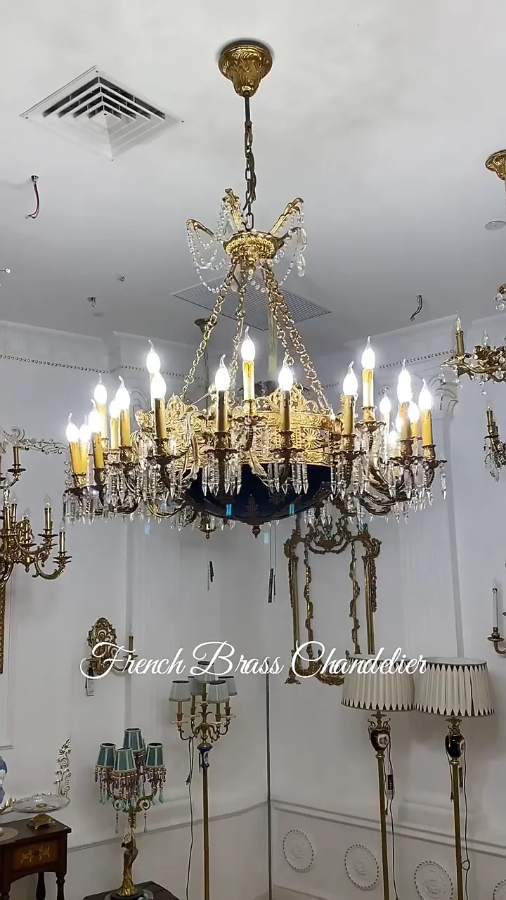 French Baroque Classic Vintage Living Room Pendant Lamp European Luxury ...