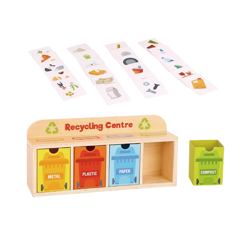 Wooden Recycling Classification Center Children Sorting Bins Garbage ...
