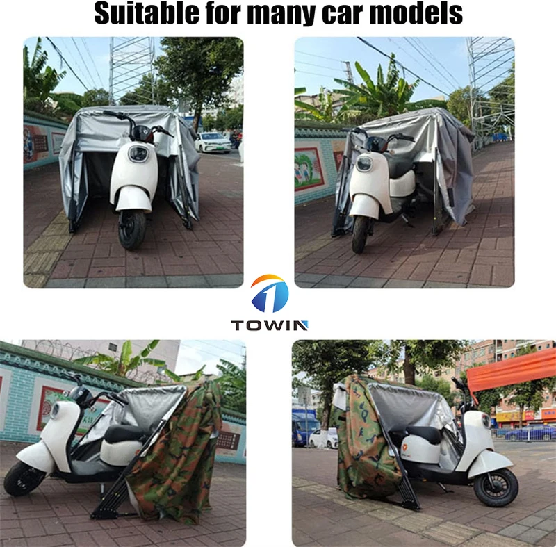 Folding And Retractable Camouflage Square Tube Motorcycle Shed Cover ...