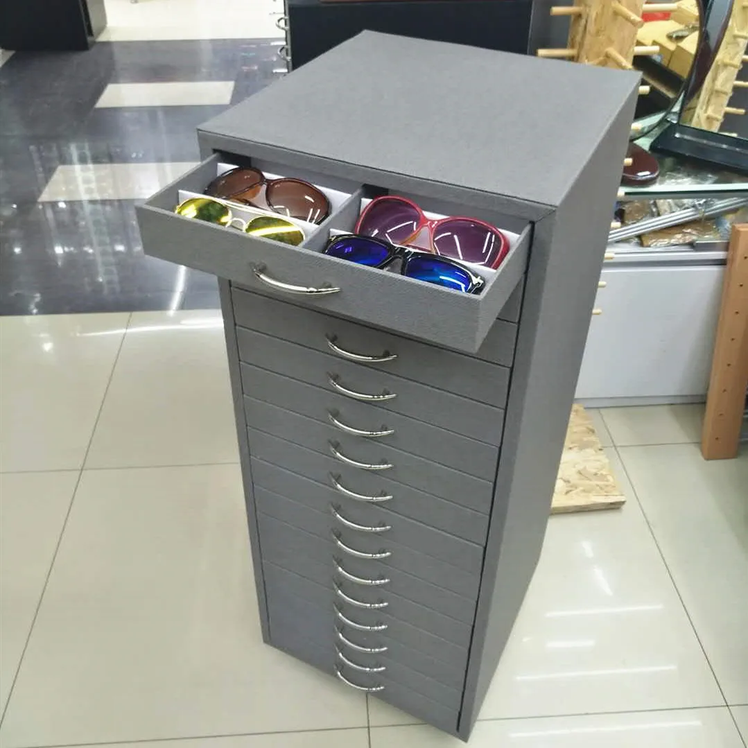 Sunglasses Display Organiser Box - 13/16 Tray Eyewear Drawer Cabinet ...