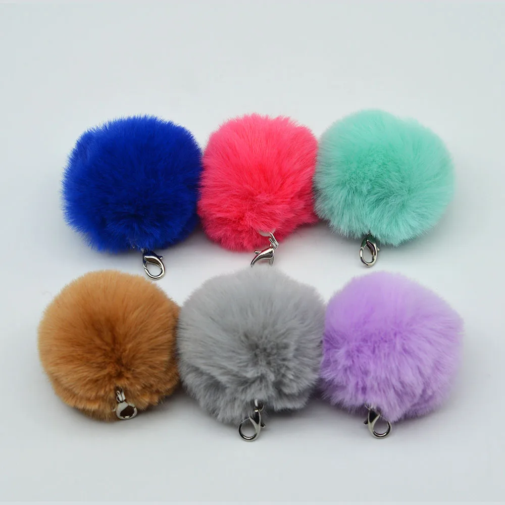 5cm Wholesale Fluffy Cute Luxury Plush Pom Pom Crayfish Clasp Keychain ...