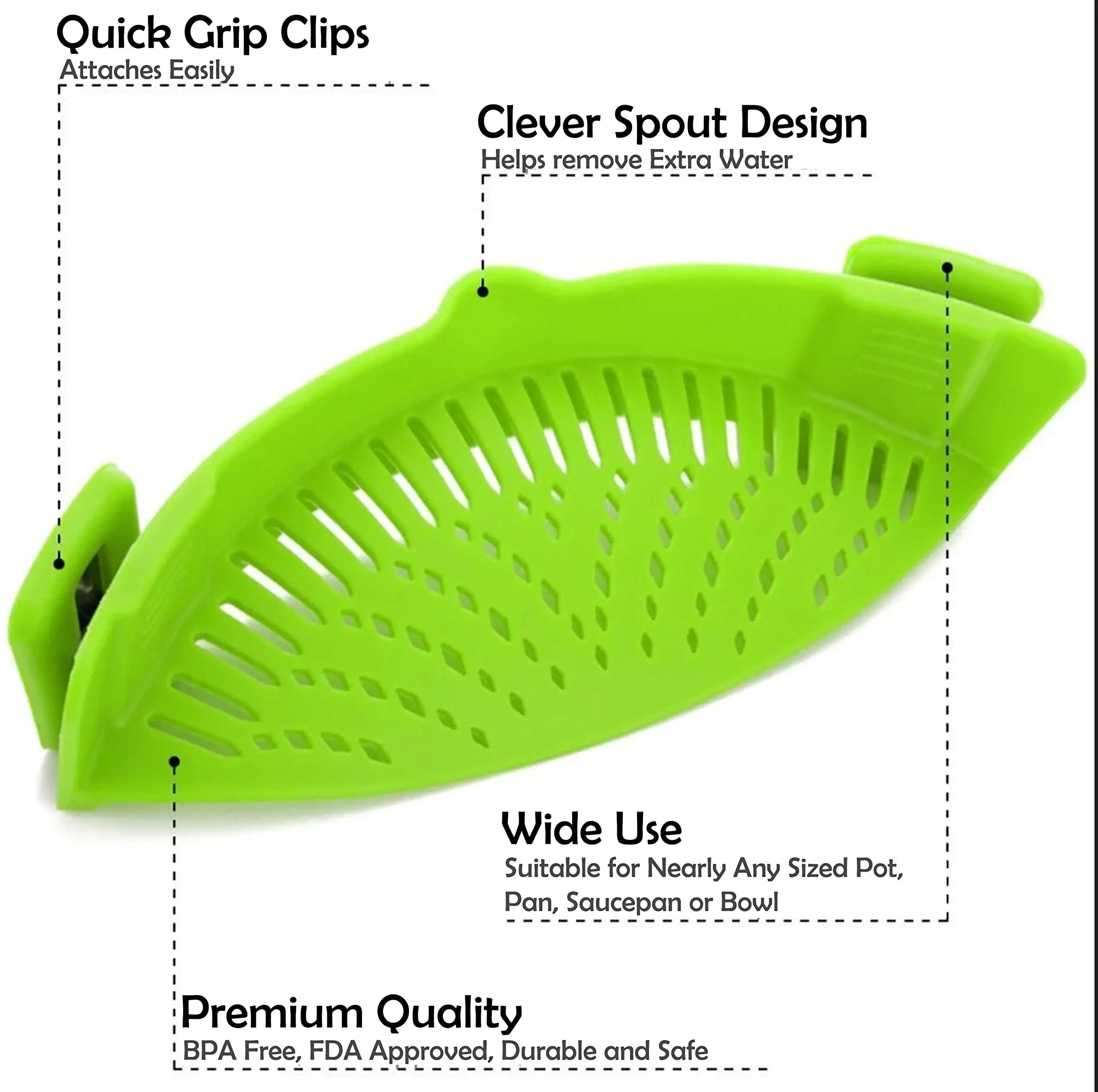 Silicone Strainer Adjustable Silicone Clip On Strainer For Pots Pan ...
