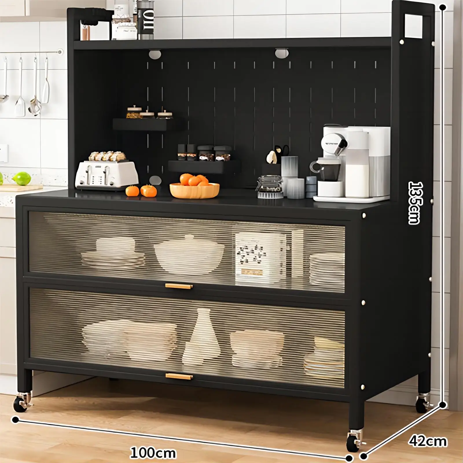 Hot Sale 5 Tier Kitchen Cabinets With Wheels And Flip Door Bakers Rack ...