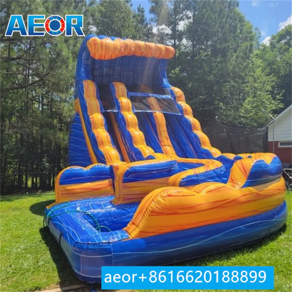 Custom Factory Pvc Commercial Inflatable Water Slide Double Lane Water ...