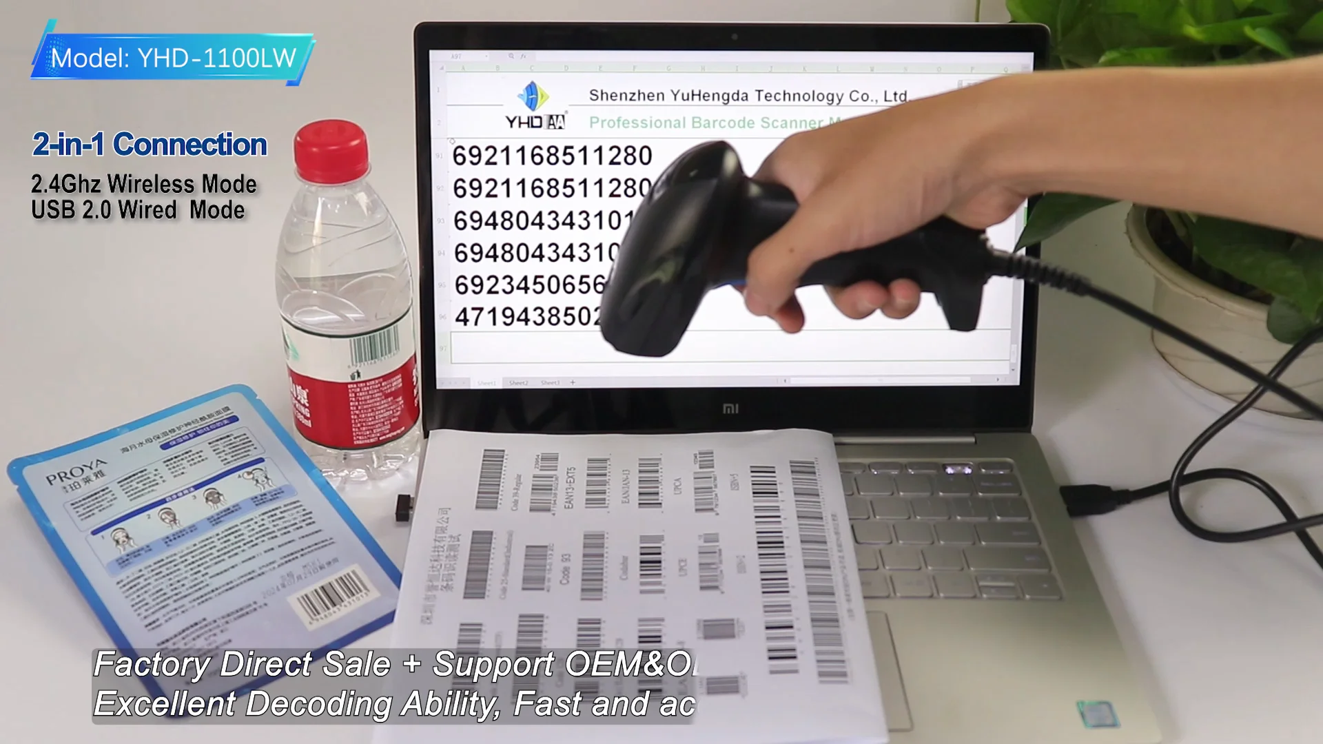 Yhdaa Factory Supply 1d 2d Qr Code Scanner Wireless Barcode Scanners ...