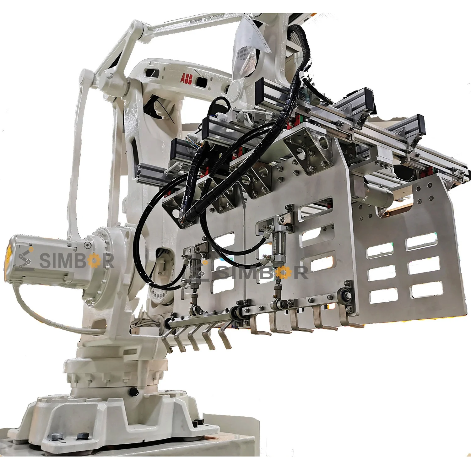 box robot palletizer stacking EOAT gripper robot pneumatic clamper claw ...