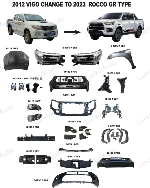 Luckinauto Body Kit For Toyota Hilux Vigo 2005-2014 Upgrade To 2023 ...