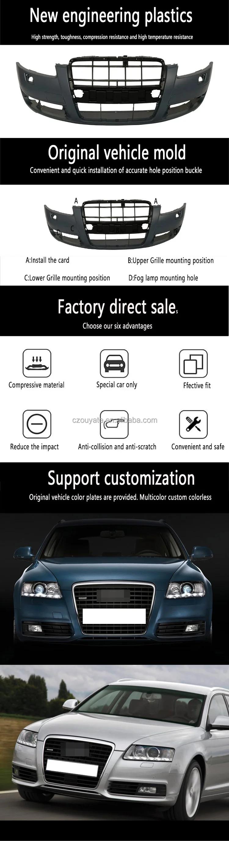 4F0807105A 4F0807105C FRONT BUMPER for AUDI A6 C6 2004 - 2008| Alibaba.com