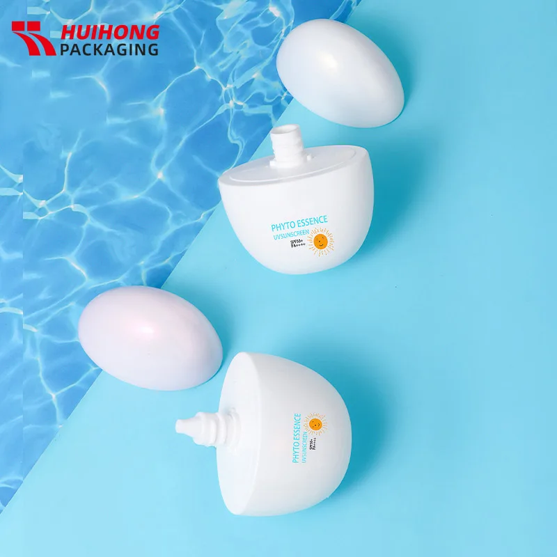 50ml Flat Round White Sunscreen Bottle Boston Egg Shaped Packaging ...