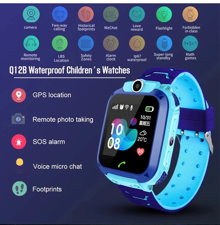 Q12 Kids Smart Waterproof Sos Antil-lost Smartwatch Baby 2g Sim Card ...